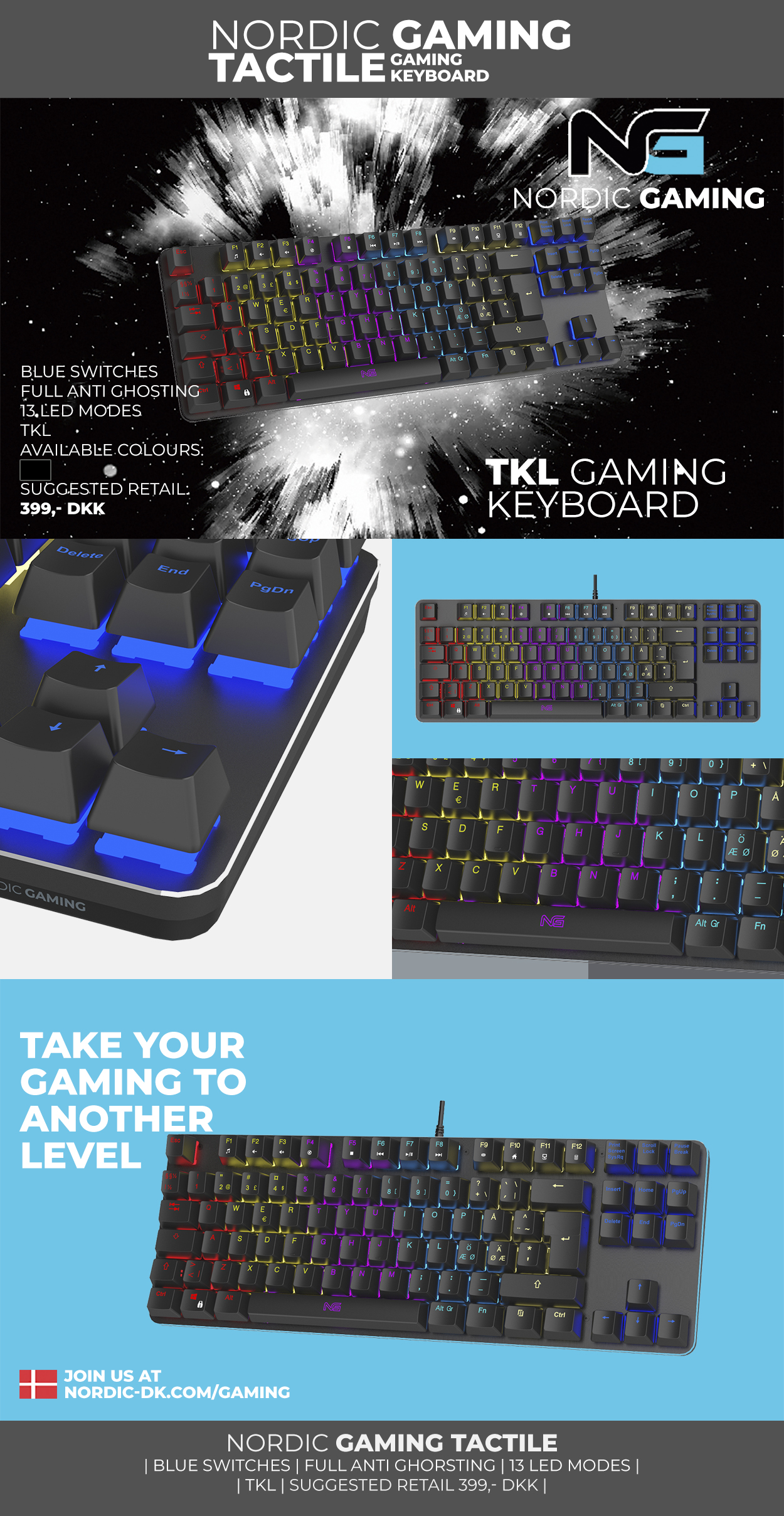Nordic Gaming Tactile TKL RGB keyboard – Radiobúðin